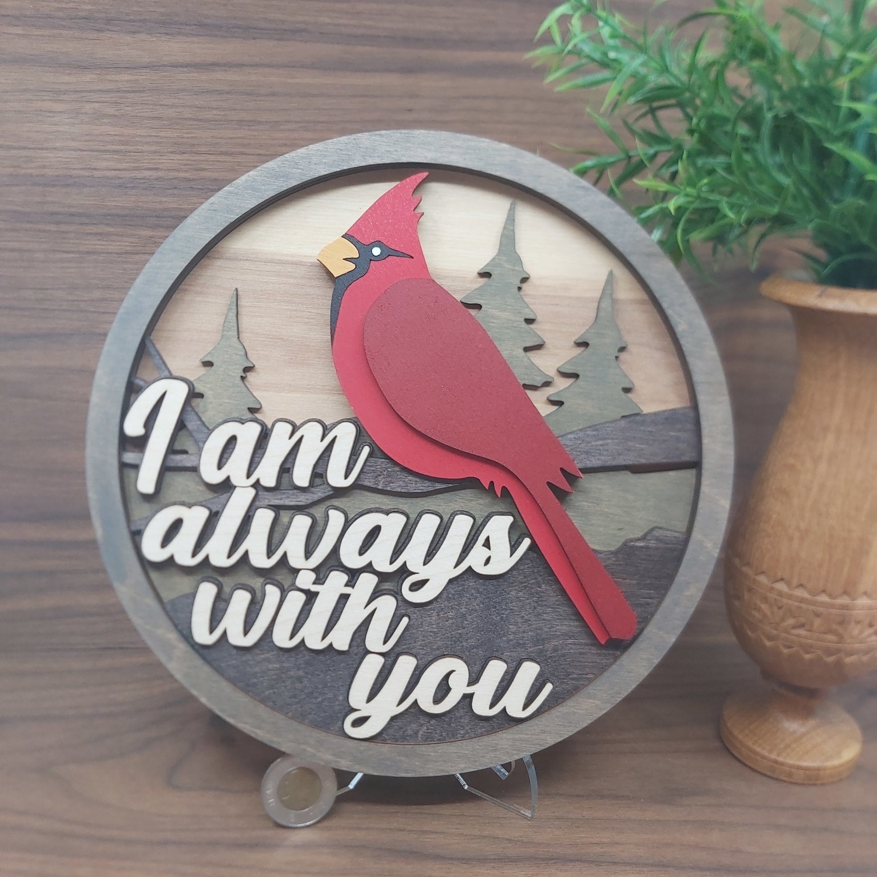 Laser Cut & Hand Stained & Painted - 10" Cardinal Remembrance round ...