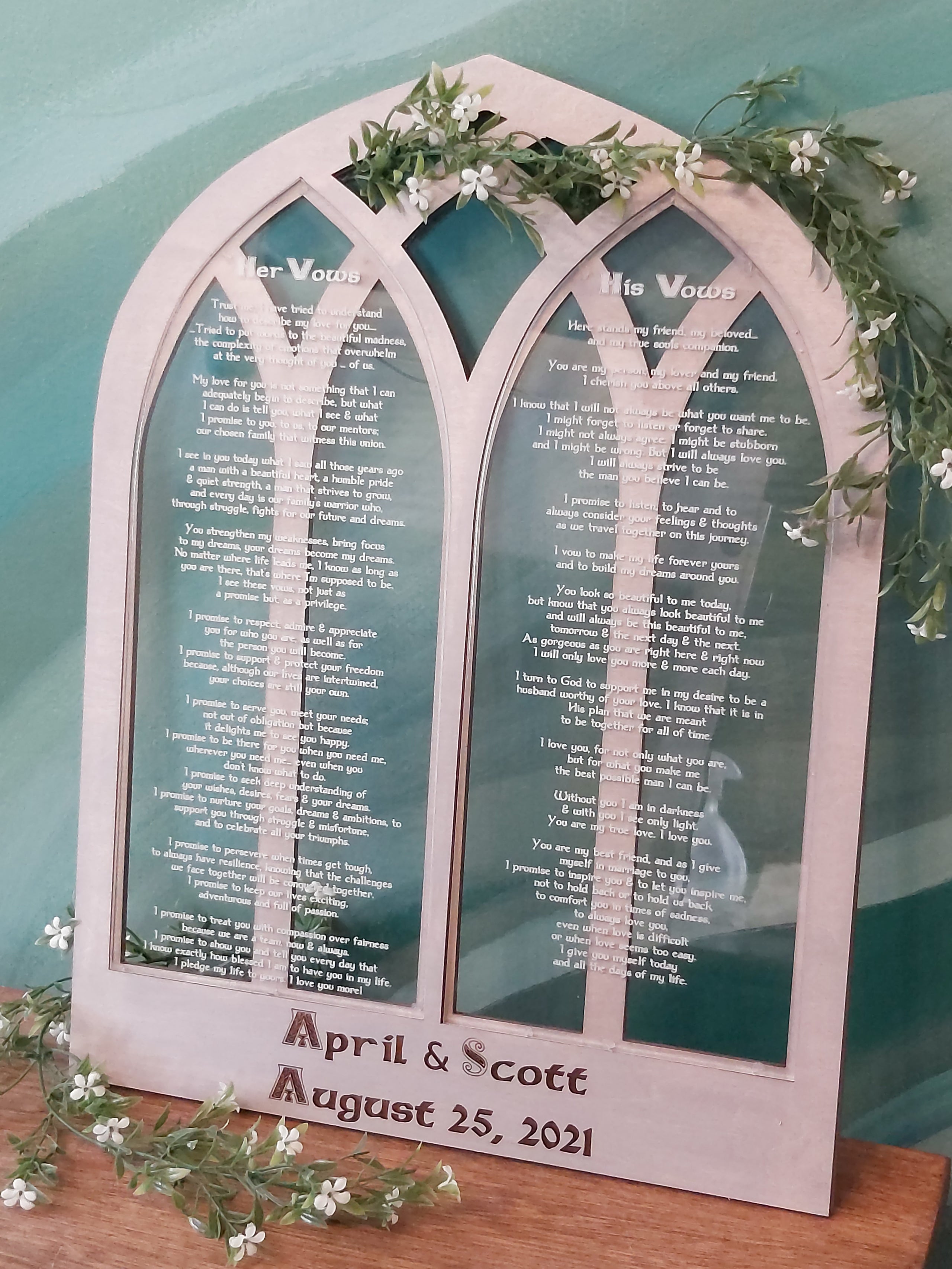 Unique wedding vows - engraved onto acrylic | Home of Avedonia Art ...